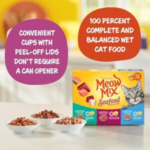 Meow Mix Seafood Favorites Chunks in Gravy Wet Cat Food Variety Pack, 2.75 Ounce (Pack of 12)