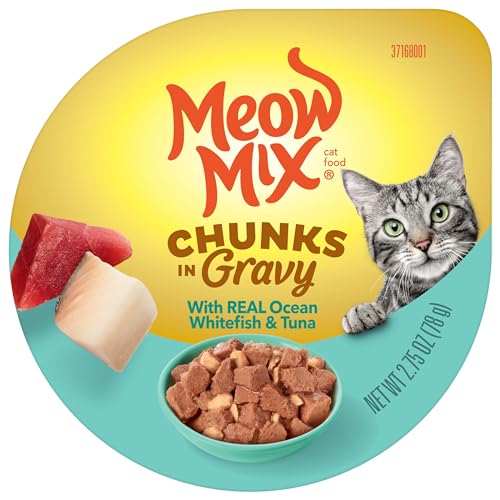 Meow Mix Seafood Favorites Chunks in Gravy Wet Cat Food Variety Pack, 2.75 Ounce (Pack of 12)