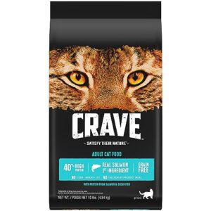 crave grain free adult high protein natural dry cat food with protein from salmon & ocean fish, 10 lb. bag