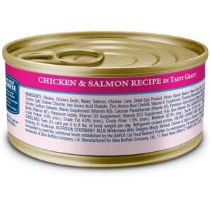 Blue Buffalo Wilderness Wild Delights Meaty Morsels Natural Wet Cat Food, Chicken & Salmon in Tasty Gravy, 3-oz. Cans, 24-Pack