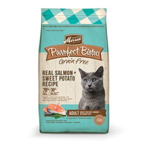 merrick purrfect bistro grain free natural dry cat food for adult cats, real salmon and sweet potato recipe - 12 lb. bag