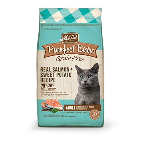 Merrick Purrfect Bistro Grain Free Natural Dry Cat Food For Adult Cats, Real Salmon And Sweet Potato Recipe - 12 lb. Bag