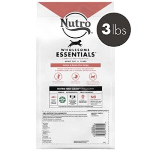 NUTRO WHOLESOME ESSENTIALS Adult Natural Dry Cat Food Salmon & Brown Rice Recipe, 3 lb. Bag