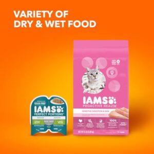 IAMS Proactive Health Adult Sensitive Digestion & Skin Dry Cat Food with Turkey, 3 lb. Bag