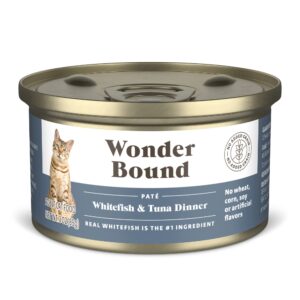 amazon brand - wonder bound wet cat food, pate, no added grain, (whitefish & tuna), 3 ounce (pack of 24)