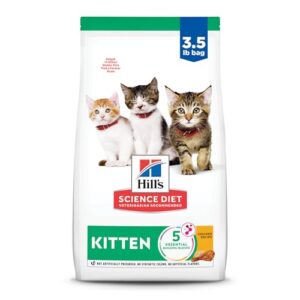 hill's science diet dry cat food, kitten, chicken recipe, 3.5 lb. bag (packaging may vary)