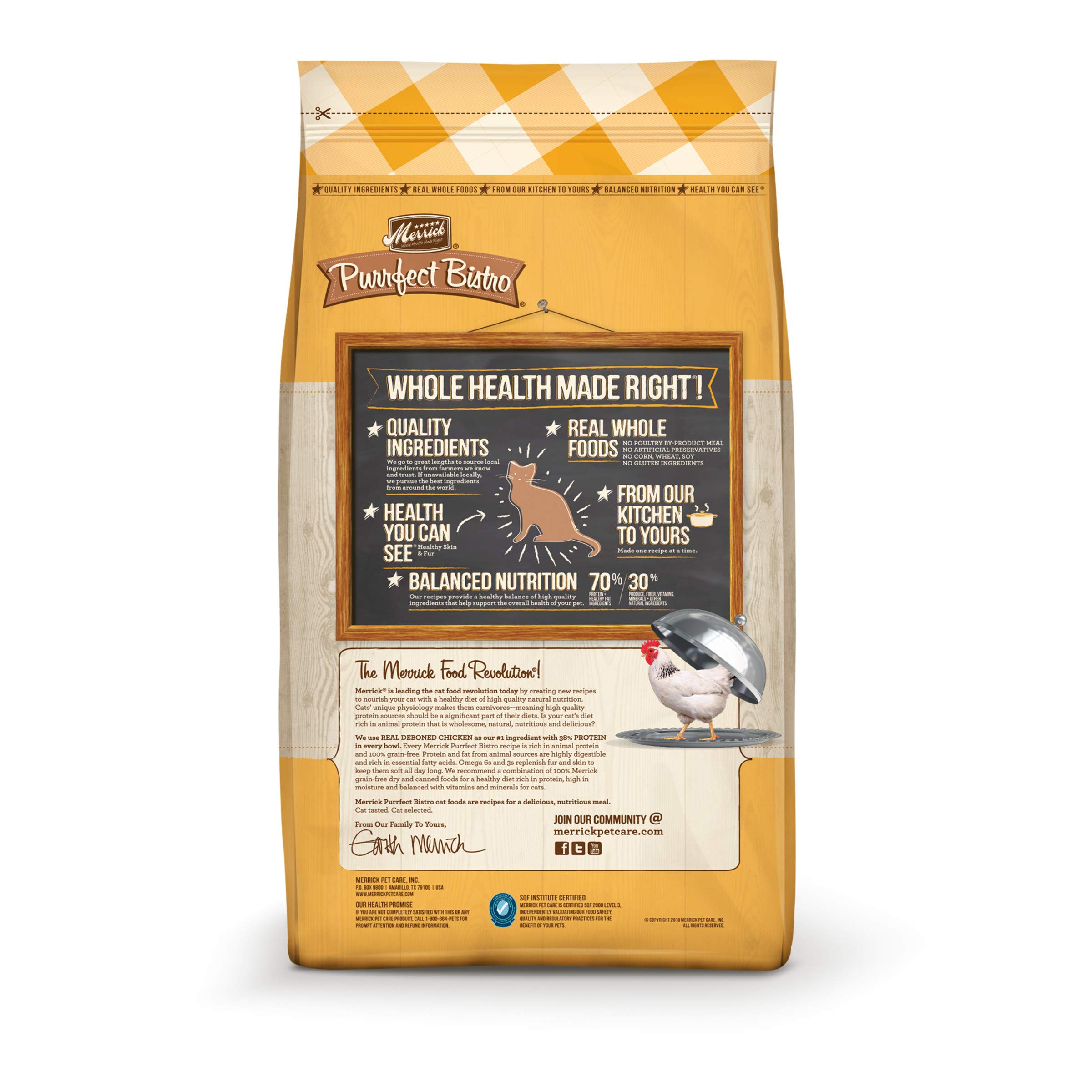 Merrick Purrfect Bistro Grain Free Natural Dry Cat Food For Adult Cats, Real Chicken And Sweet Potato Recipe - 4 lb. Bag