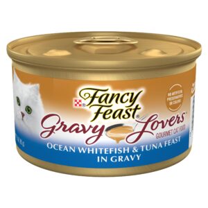 purina fancy feast gravy lovers ocean whitefish and tuna feast gourmet cat food in wet cat food gravy - (pack of 24) 3 oz. cans