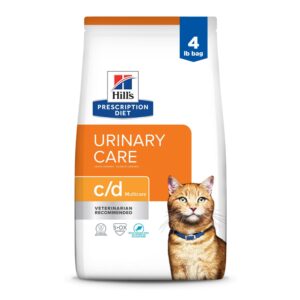 hill's prescription diet c/d multicare urinary care with ocean fish dry cat food, veterinary diet, 4 lb. bag