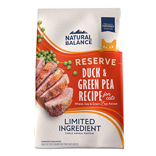 Natural Balance Limited Ingredient Adult Grain-Free Dry Cat Food, Reserve Duck & Green Pea Recipe, 10 Pound (Pack of 1)