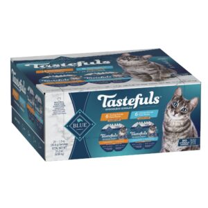 blue buffalo tastefuls spoonless singles adult pate wet cat food variety pack, chicken and turkey entrées, 2.6-oz twin-pack trays (12 count - 6 of each flavor)