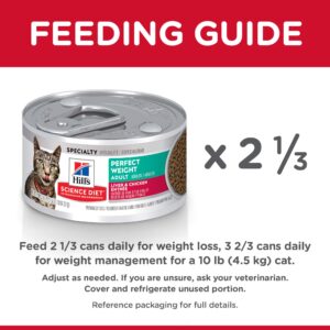 Hill's Science Diet Perfect Weight, Adult 1-6, Weight Management Support, Wet Cat Food, Liver & Chicken Minced, 2.9 oz Can, Case of 24