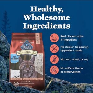 Blue Buffalo Wilderness High-Protein, Grain-Free Natural Dry Food for Adult Cats, Weight and Hairball Control, Chicken, 5-lb. Bag