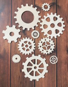 wooden gear set up to 5.9" unfinished crafts & decorations steampunk design diy paint the gears craft supplies