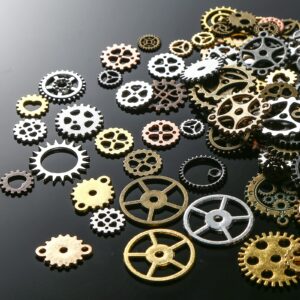 BigOtters 200 Gram Antique Steampunk Gear,Mix Steampunk Wheel Alloy Gear Pendants Charms for Crafting Jewelry Making