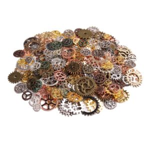 opexicos 200pcs vintage mixed mechanical cogs & gears diy steampunk pendant jewelry craft