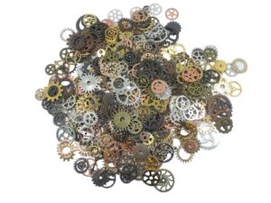 levylisa bulk 500 gram small plated wheel gear,gearjewelry scrapbooking charms wheel,old steampunk watch parts pieces vintage antique cogs wheels (500g)