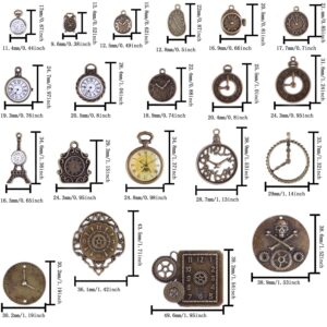 BronaGrand 20pcs Mixed Antiqued Bronze Charms Clock Face Charm Pendant, DIY Crafts, Gears, Jewelry Making, Steampunk Pendants