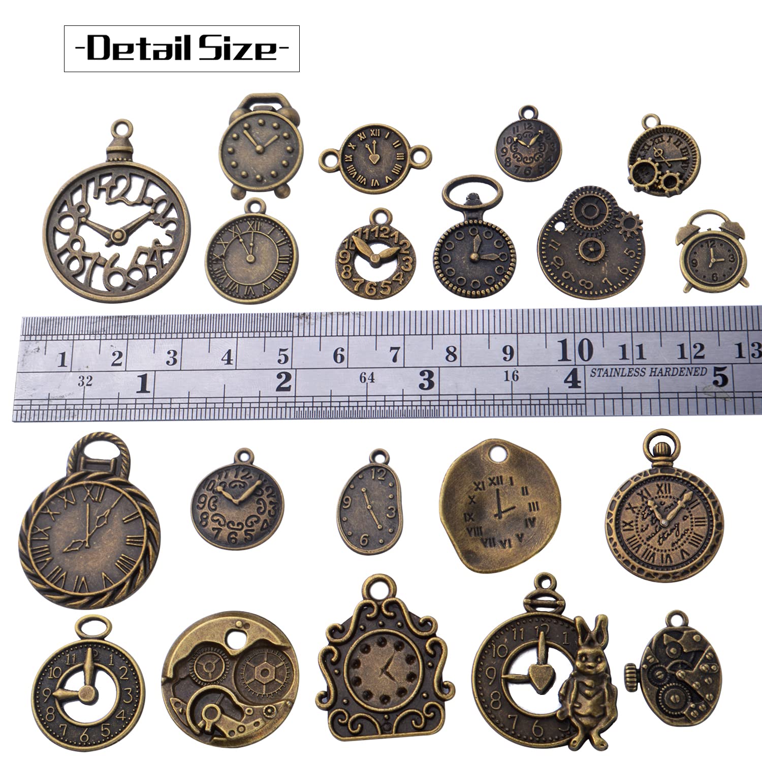 20pcs Antique Bronze Clock Face Charms Alloy Watch Steampunk Charm Pendants Connector Alice Clock Charms Craft Supplies for DIY Bracelet Necklace Jewelry Making Accessories