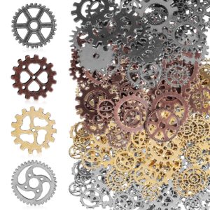 200 gram antique steampunk gears charms, mixed vintage retro color steampunk gears pendants wheel gears charms pendant for jewelry making crafting