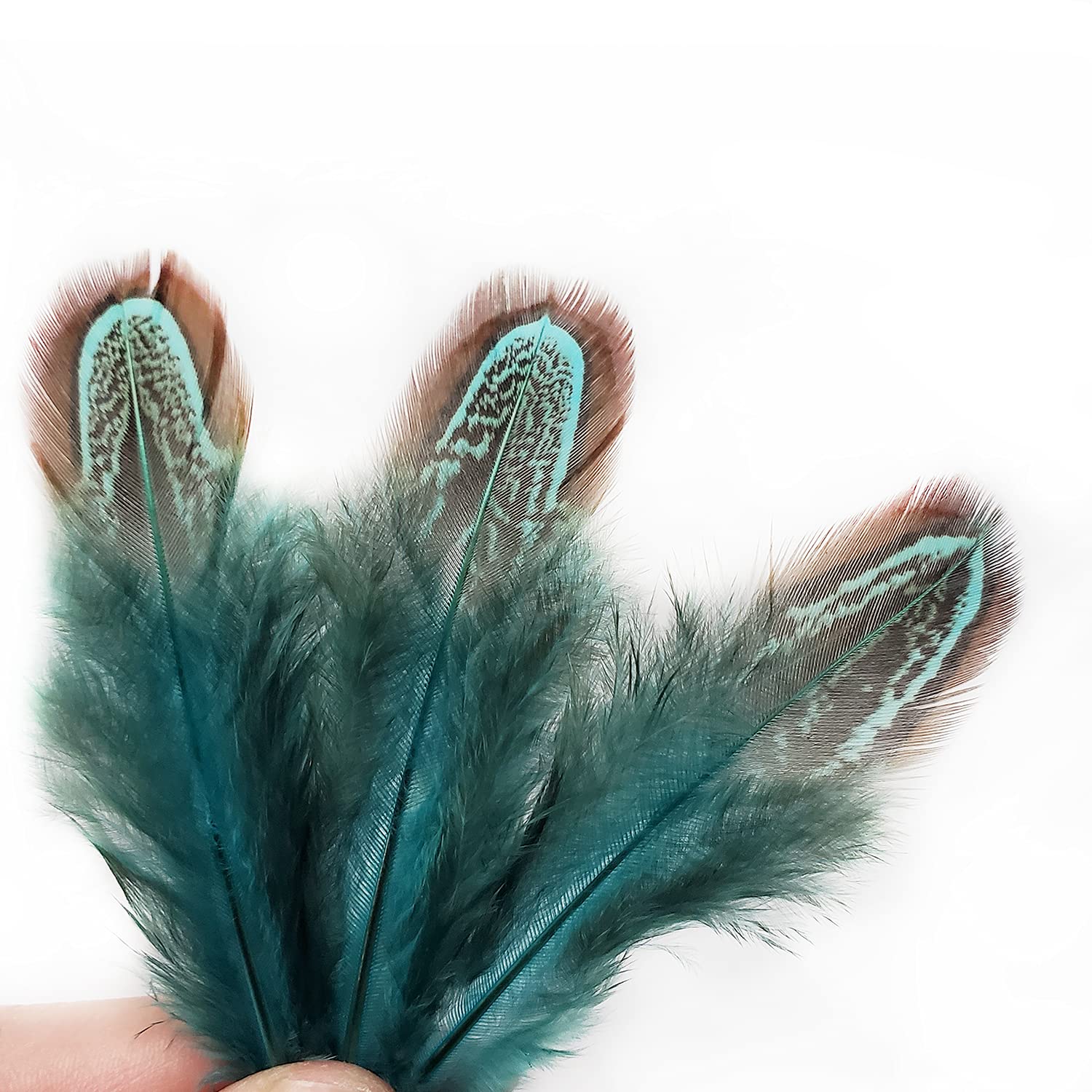 100 pcs Natural Pheasant Plumage Feathers 2-3 Inches Plumage Feathers for Sewing Crafts Clothing Decorating Accessories -Blue