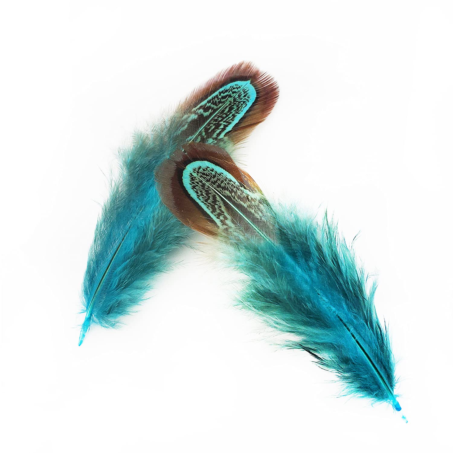 100 pcs Natural Pheasant Plumage Feathers 2-3 Inches Plumage Feathers for Sewing Crafts Clothing Decorating Accessories -Blue