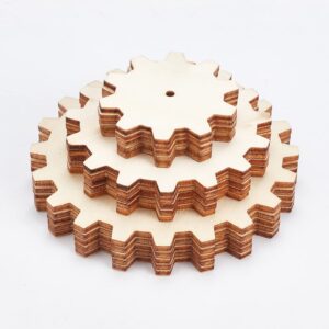 OLYCRAFT 9pcs Unfinished Wooden Gears Undyed Wood Pendants Gear Slices Charms Steampunk Wood Gear Pieces Embellishments Unfinished Wooden Gear Pieces Crafts for DIY Crafting