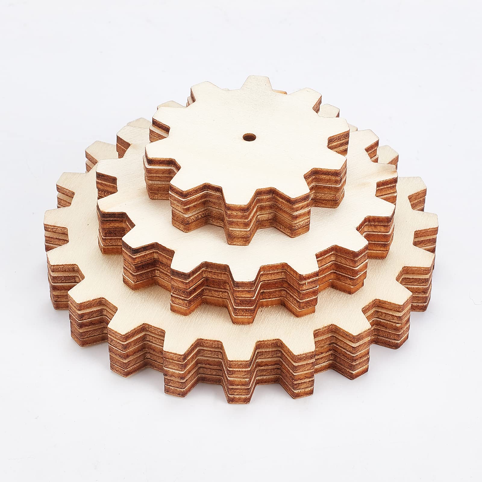 OLYCRAFT 9pcs Unfinished Wooden Gears Undyed Wood Pendants Gear Slices Charms Steampunk Wood Gear Pieces Embellishments Unfinished Wooden Gear Pieces Crafts for DIY Crafting