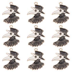 sunnyclue 1 box 24pcs gothic charms bird charms enamel raven crow beak halloween doctor steampunk black charm for jewelry making charms earrings necklace bracelets earrings adult diy craft supplies