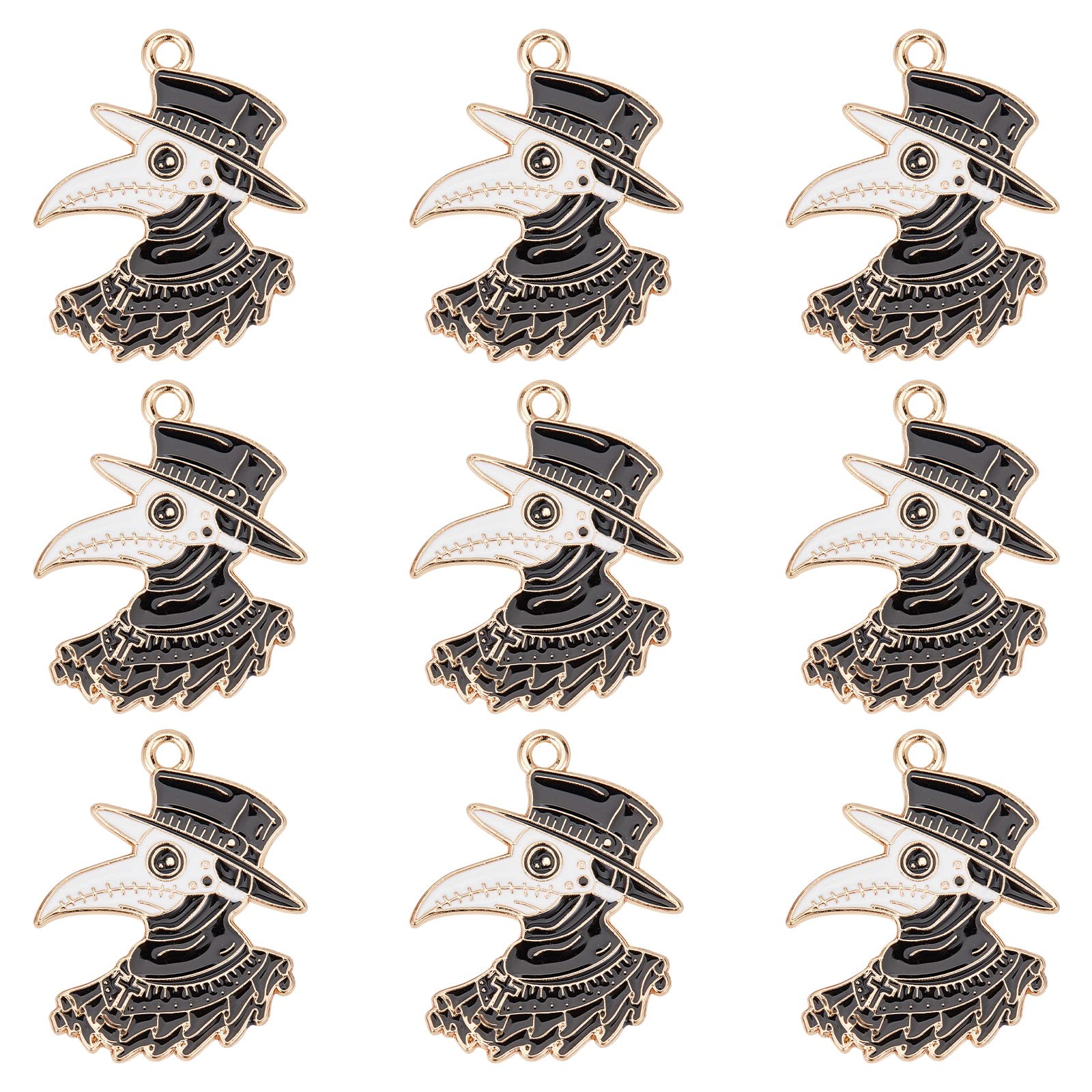 SUNNYCLUE 1 Box 24Pcs Gothic Charms Bird Charms Enamel Raven Crow Beak Halloween Doctor Steampunk Black Charm for Jewelry Making Charms Earrings Necklace Bracelets Earrings Adult DIY Craft Supplies