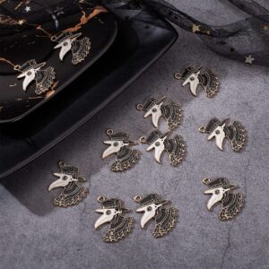 SUNNYCLUE 1 Box 24Pcs Gothic Charms Bird Charms Enamel Raven Crow Beak Halloween Doctor Steampunk Black Charm for Jewelry Making Charms Earrings Necklace Bracelets Earrings Adult DIY Craft Supplies