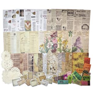 prstincol vintage junk journal supplies, 200 pcs scrapbook supplies, aesthetic decorative papers scrapbook papers, scrapbook stickers, doilies round lace papers for bullet journals collages crafts