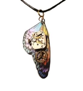 colorful butterfly wing design steampunk fashion victorian necklace jewelry