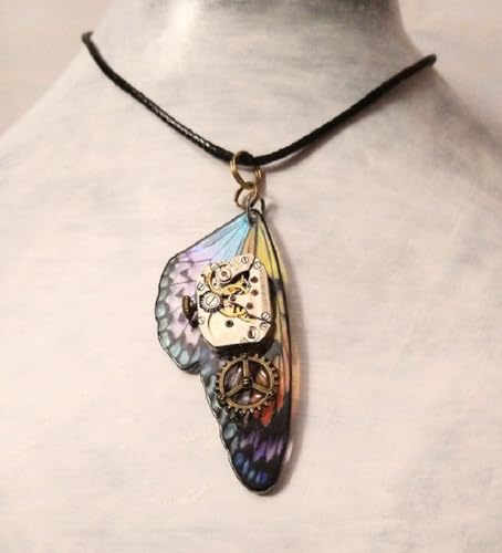 Colorful Butterfly wing design Steampunk fashion victorian necklace jewelry