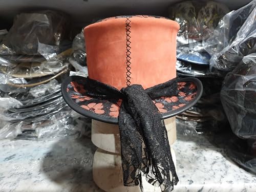 Steampunk Black Crusty Band Pink Leather Top Hat (Leather, XX-Large)