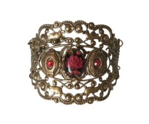 rose cuff bracelet, handmade jewelry gothic victorian edwardian art nouveau steampunk art deco