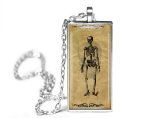 steampunk halloween rectangle pendant- skeleton