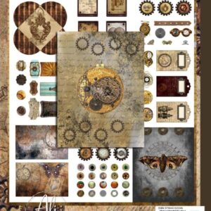 Steampunk Ephemera for Junk Journals and Scrapbooking: One-Sided Decorative Paper for Cut and Collage, Mixed Media, Decoupage, Paper Crafts, and More