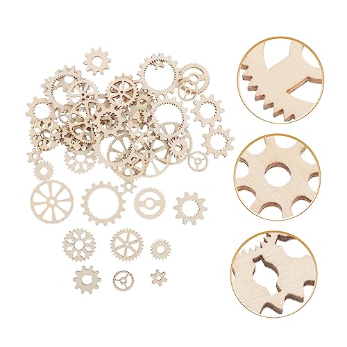 Gadpiparty 50pcs Gear Cutouts Nativity Craft Mini Jigsaw Unfinished Wood Gear Mini Gear Cut Outs Brain Teaser Puzzles Gear Ornaments Unfinished Wood Cutouts Child Wood Trim Wooden Blank