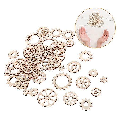 Gadpiparty 50pcs Gear Cutouts Nativity Craft Mini Jigsaw Unfinished Wood Gear Mini Gear Cut Outs Brain Teaser Puzzles Gear Ornaments Unfinished Wood Cutouts Child Wood Trim Wooden Blank