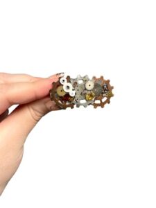 steampunk hair clip with red garnet gemstone and citrine gemstones