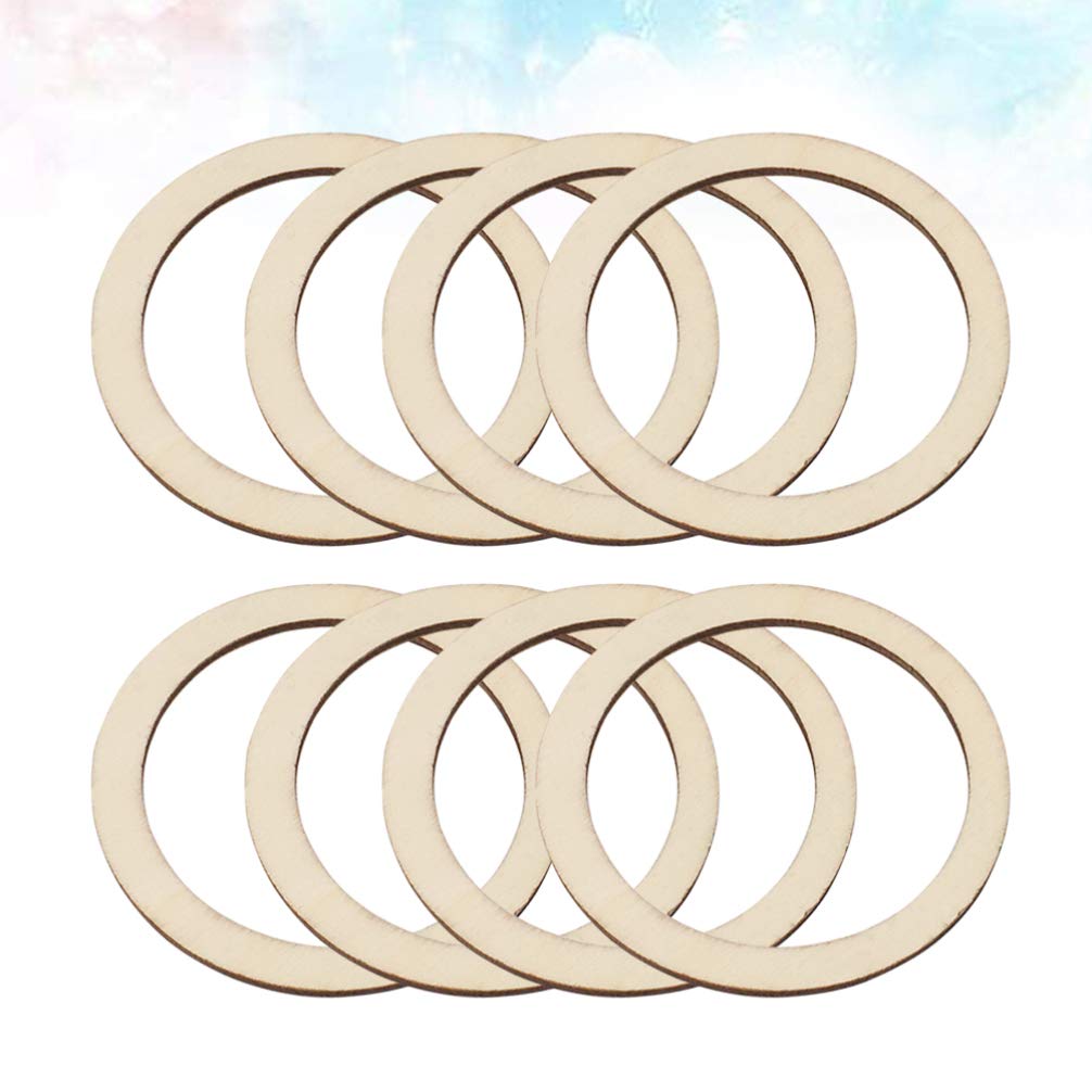 Ciieeo 50pcs Wreath Frames Unfinished Wood Pieces Rings Shape Round Wood Linking Rings Wooden Pieces for Floral Craft DIY Craft Making