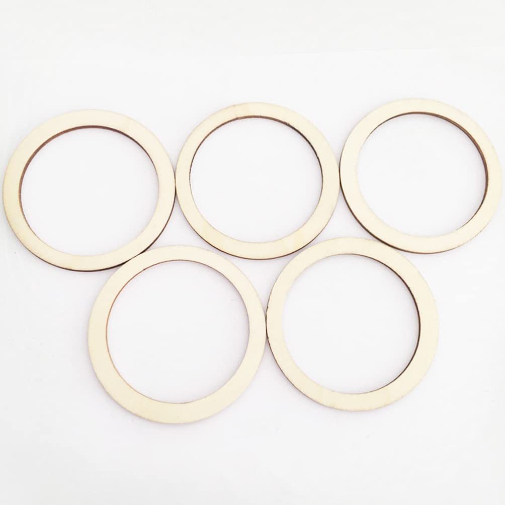 Ciieeo 50pcs Wreath Frames Unfinished Wood Pieces Rings Shape Round Wood Linking Rings Wooden Pieces for Floral Craft DIY Craft Making