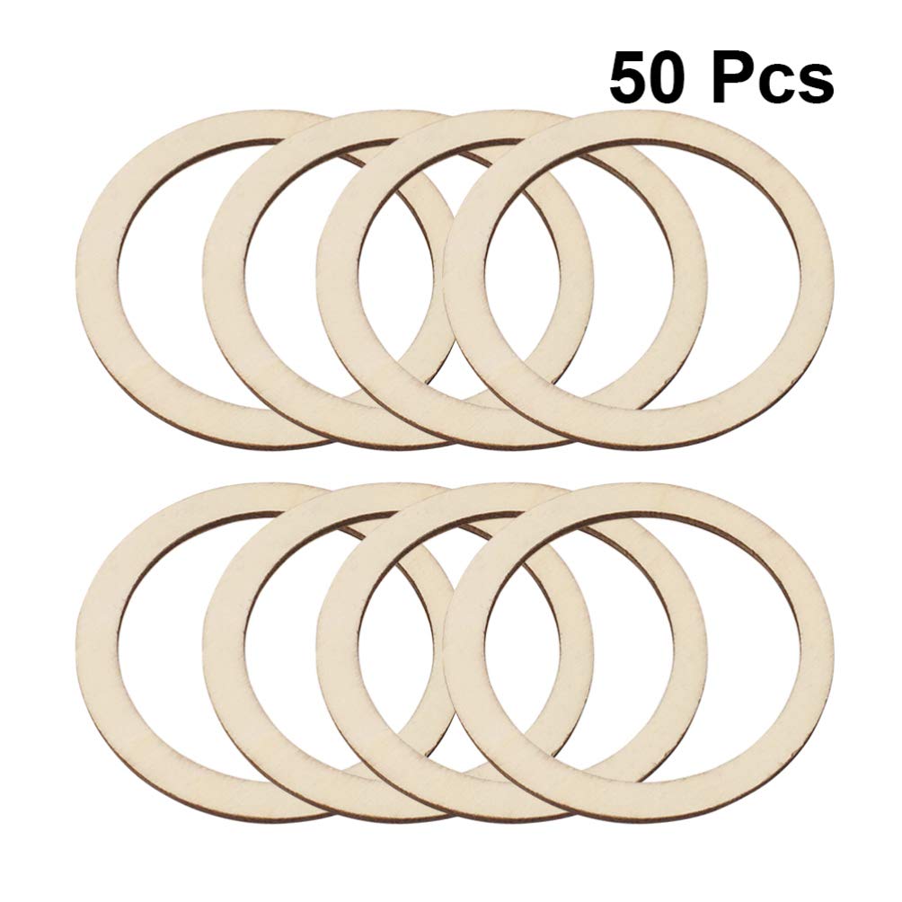 Ciieeo 50pcs Wreath Frames Unfinished Wood Pieces Rings Shape Round Wood Linking Rings Wooden Pieces for Floral Craft DIY Craft Making