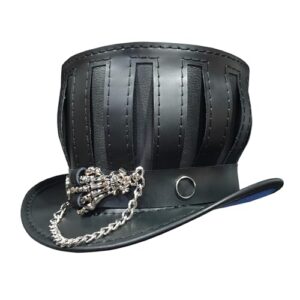 steampunk gothic mad hatter leather top hat (leather, xx-large)