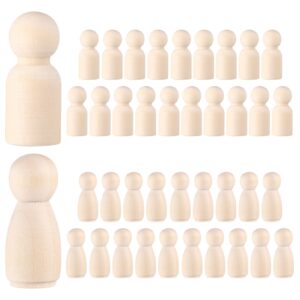 christmas doll 40pcs wooden peg dolls unfinished peg people unpainted wood figures decorative for diy graffiti painting, arts, crafts projects wooden toys unfinished wood