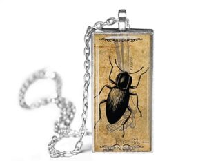 steampunk halloween rectangle pendant- bug