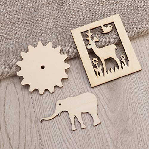 Veemoon 20 Pcs Wooden Steampunk Gear DIY Wood Craft Unfinished Gear Wheels Wood Cutout for Crafts Wooden Slice Shape Unfinished Wooden disc Nativity Crafts Christmas Wooden Circle Bamboo