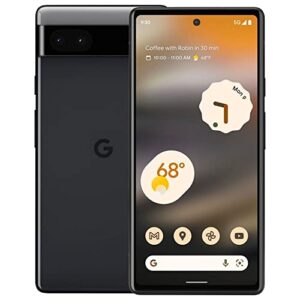 google pixel 6a 5g (128gb, 6gb) 6.1" oled, 4k camera, 4g volte (gsm + cdma) fully unlocked (verizon, t-mobile, at&t, straight talk) us model (w/fast car charger, charcoal) (renewed)