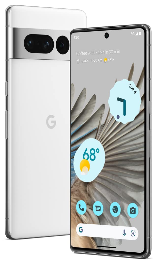 Google Pixel 7 Pro 5G 128GB 12GB RAM 24-Hour Battery Factory Unlocked for GSM Carriers Global Version - Snow (Renewed)